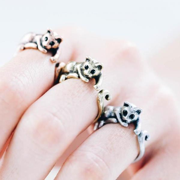 Cat Tail Ring,animal Ring,adjustable,rose Gold Ring,cat Ring,couple ...